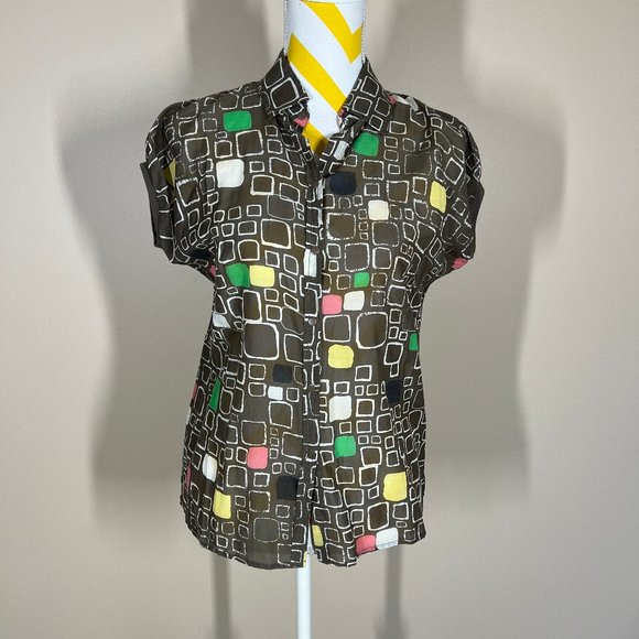 Diesel | Tops | Nwt Diesel Gold Label Snap Button Sheer Pattern Top ...